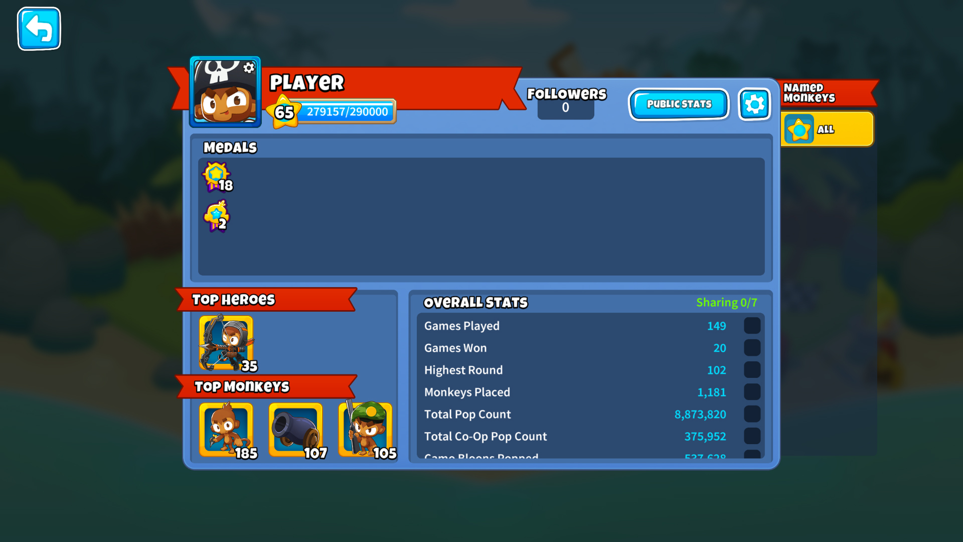 Player profile - Bloons TD 6 | Interface In Game