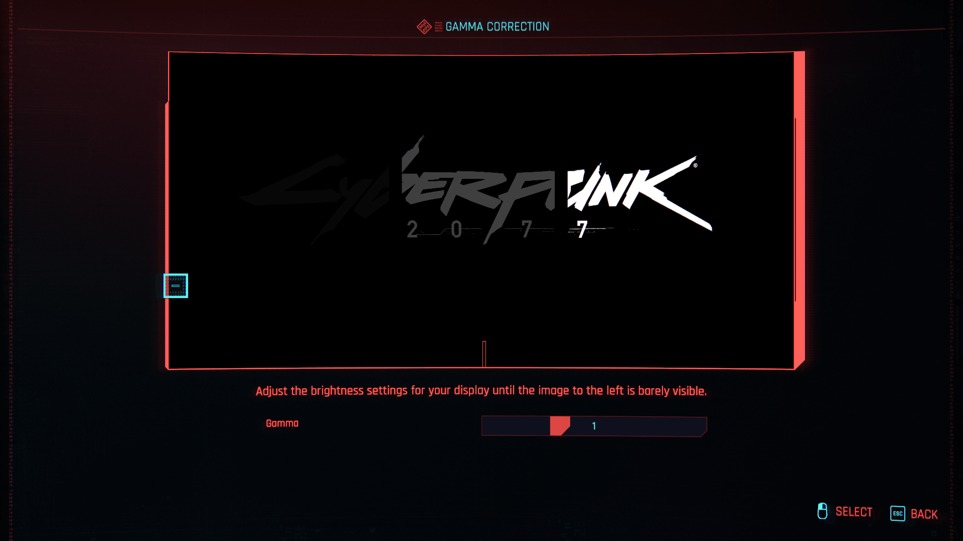 Gamma Correction Cyberpunk 2077 Interface In Game