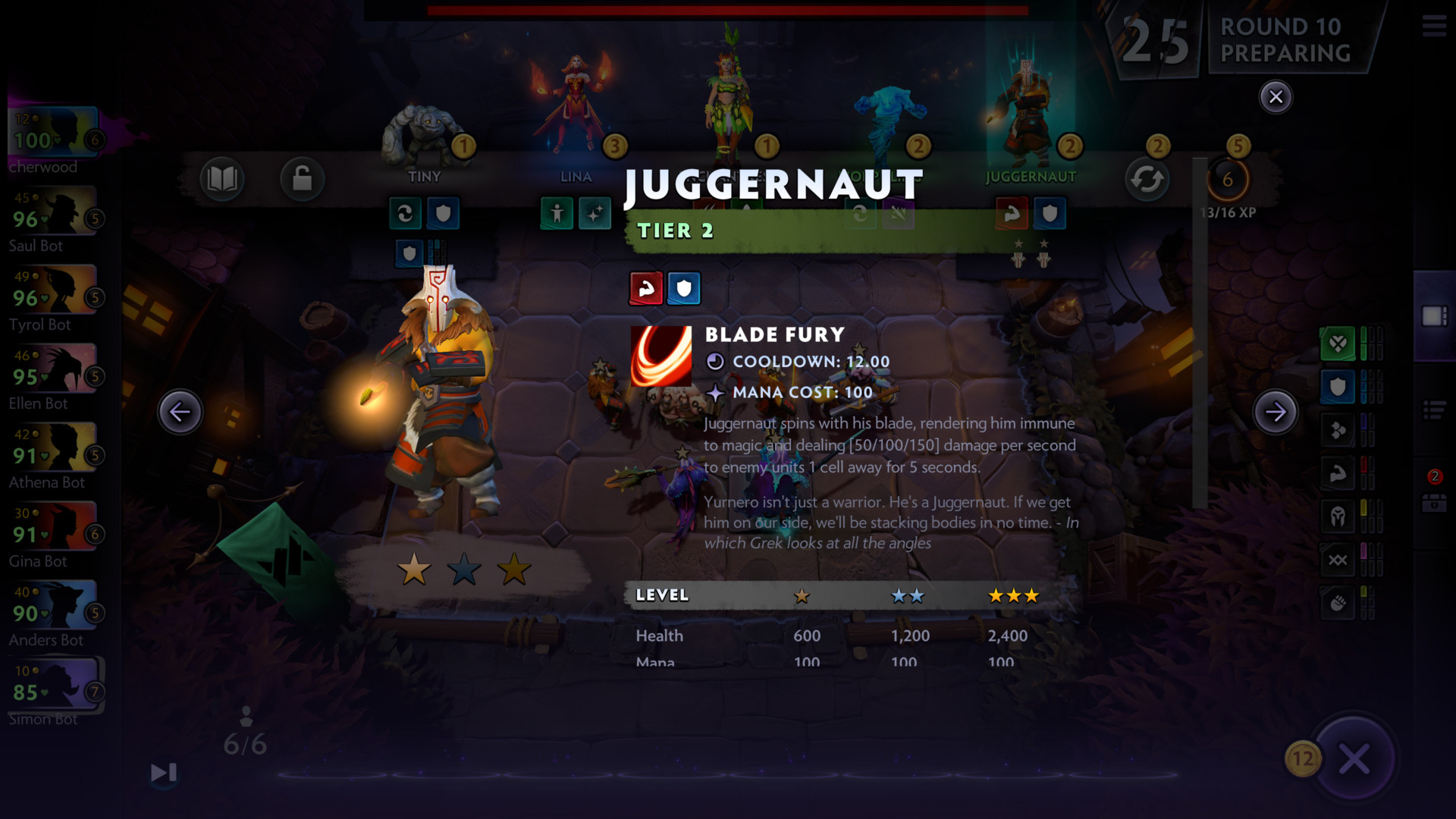 Hero details - Dota Underlords | Interface In Game