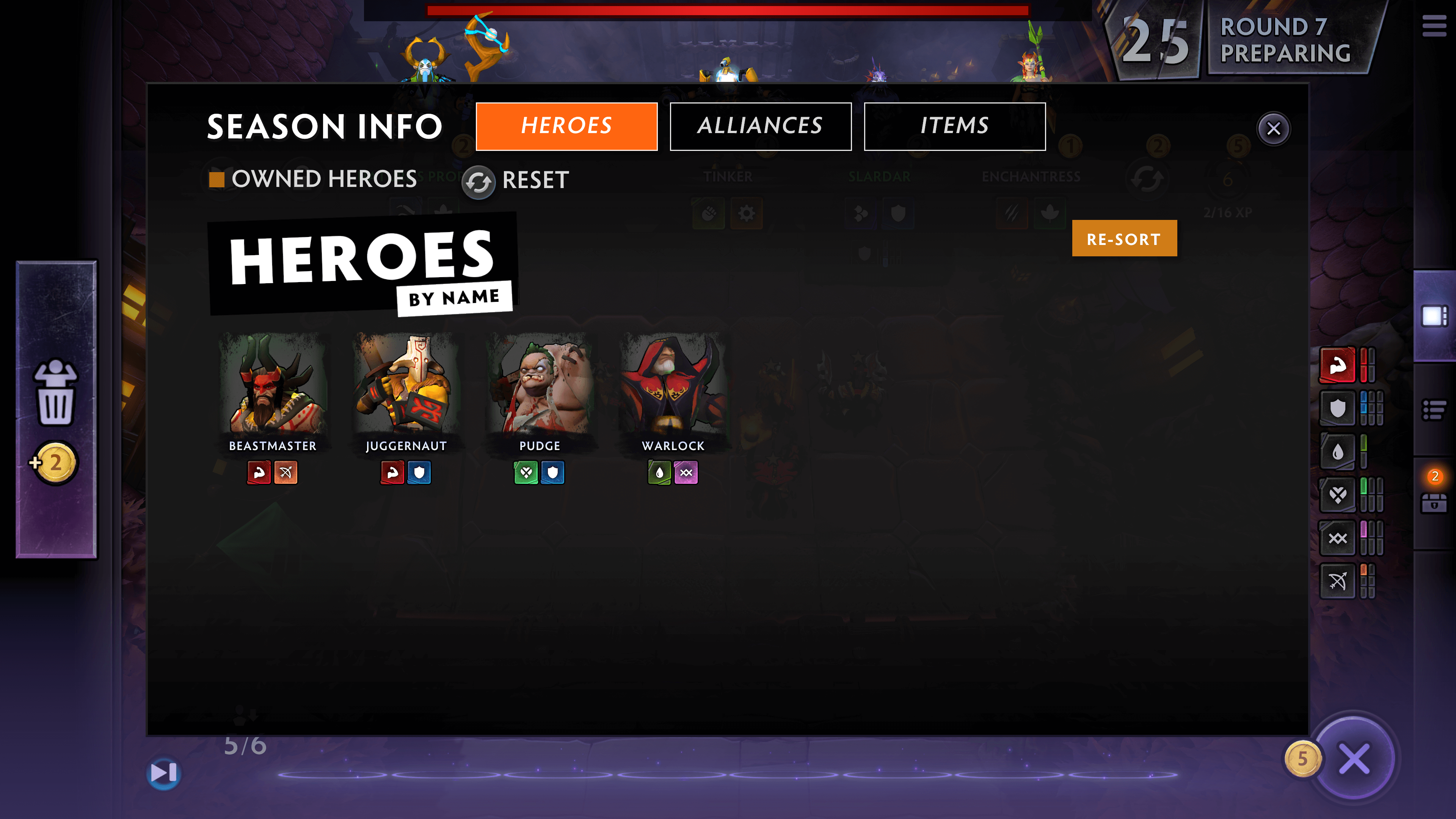 Heroes - Dota Underlords | Interface In Game