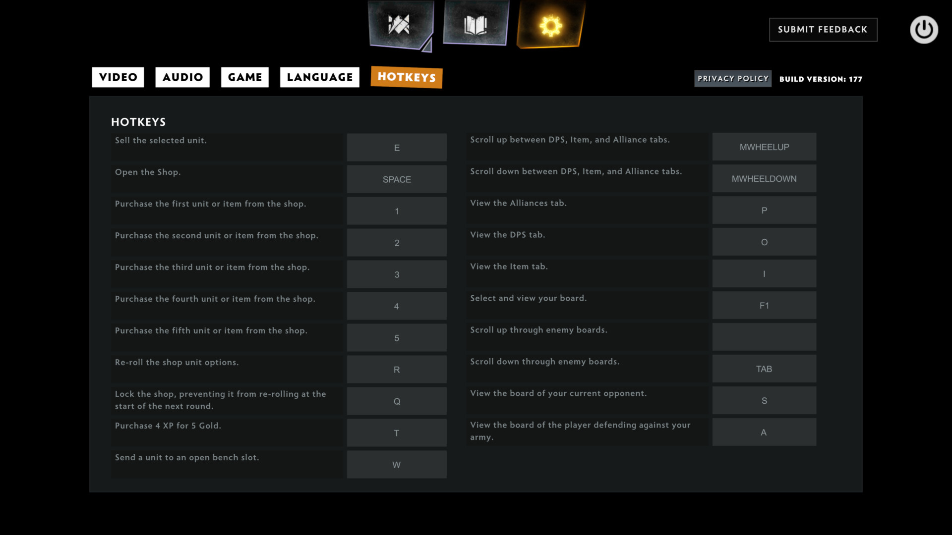 Hotkeys - Dota Underlords | Interface In Game