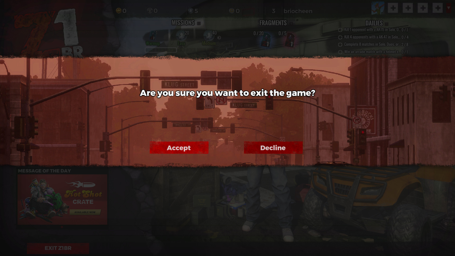 Exit the game - H1Z1: Battle Royale | Interface In Game